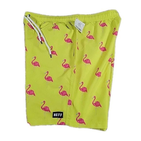 Neff | Swim | Neff Mens Novelty Print Swim Trunks Yellow Flamingos X ...